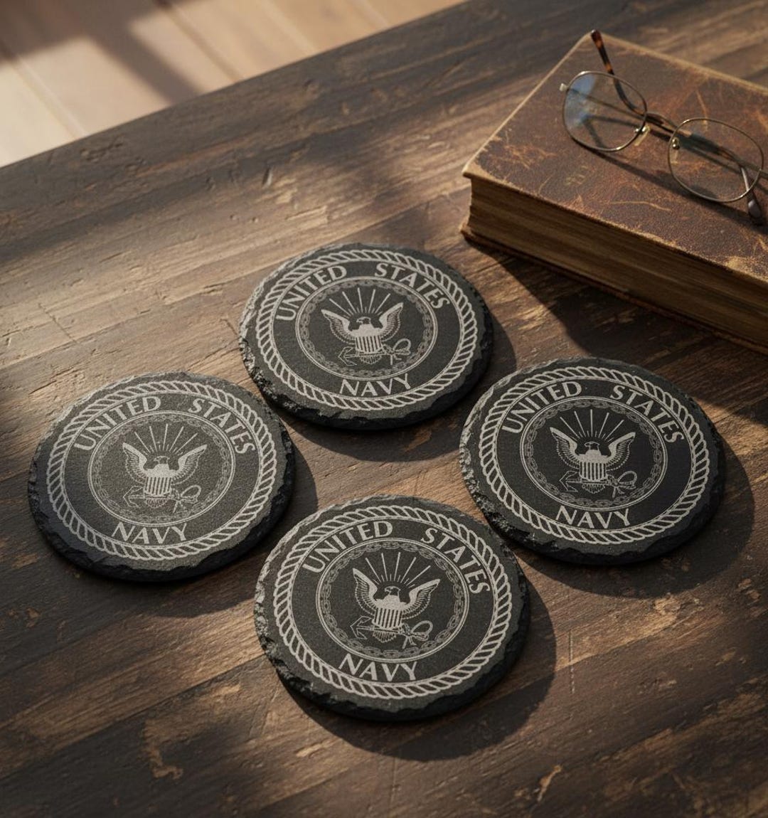 Laser Engraved U.S. Military Slate Coasters: Gift Set of 4 - Etsy