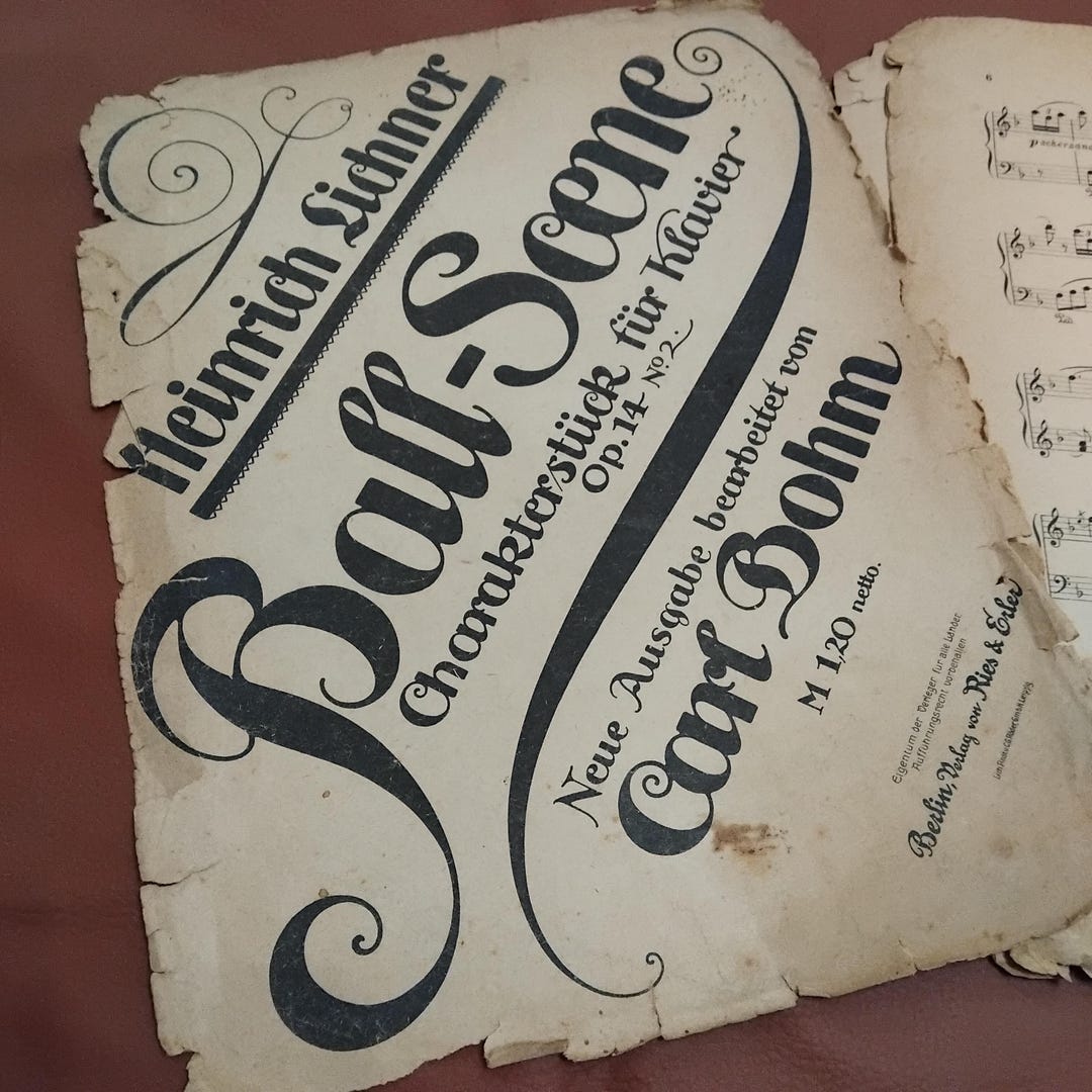 Antique Piano Sheet Music Carl Bohm “poli-scène” Op.14 No.2 | 19th ...
