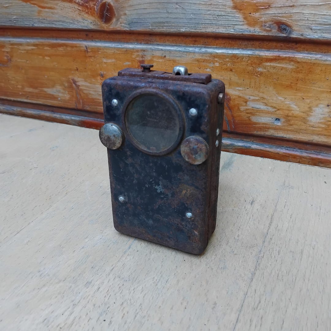 Vintage Metal Flashlight | Rustic Industrial Decor, Leather Strap - Etsy