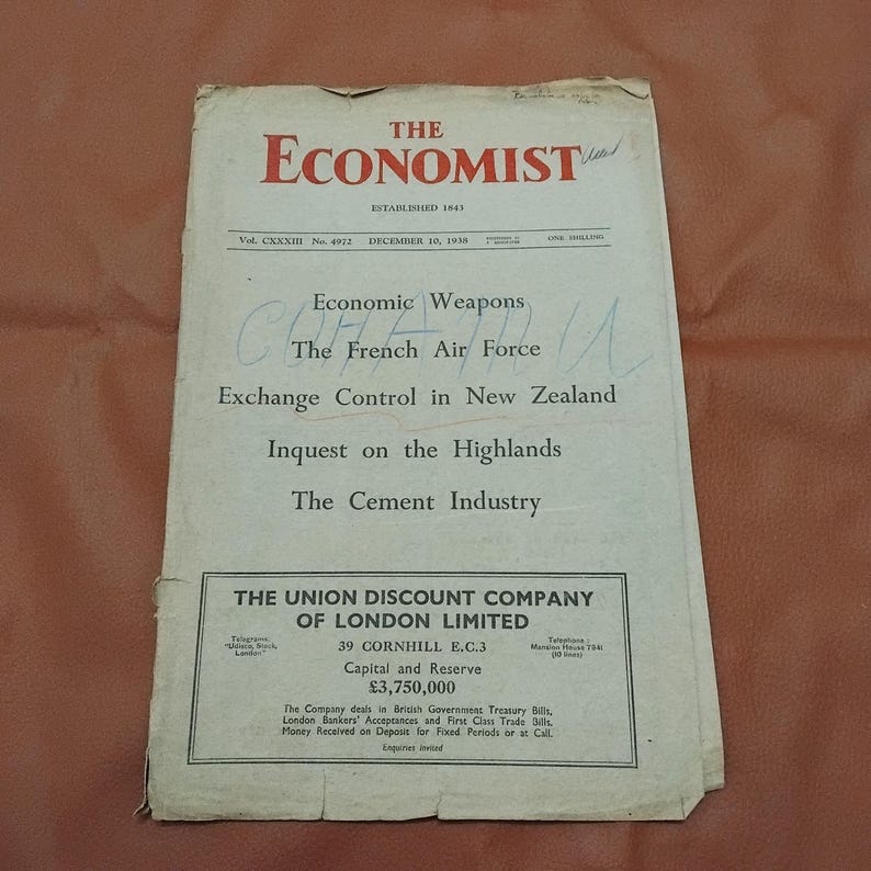 1938 the Economist Newspaper | Pre-wwii British Press | December 10 ...
