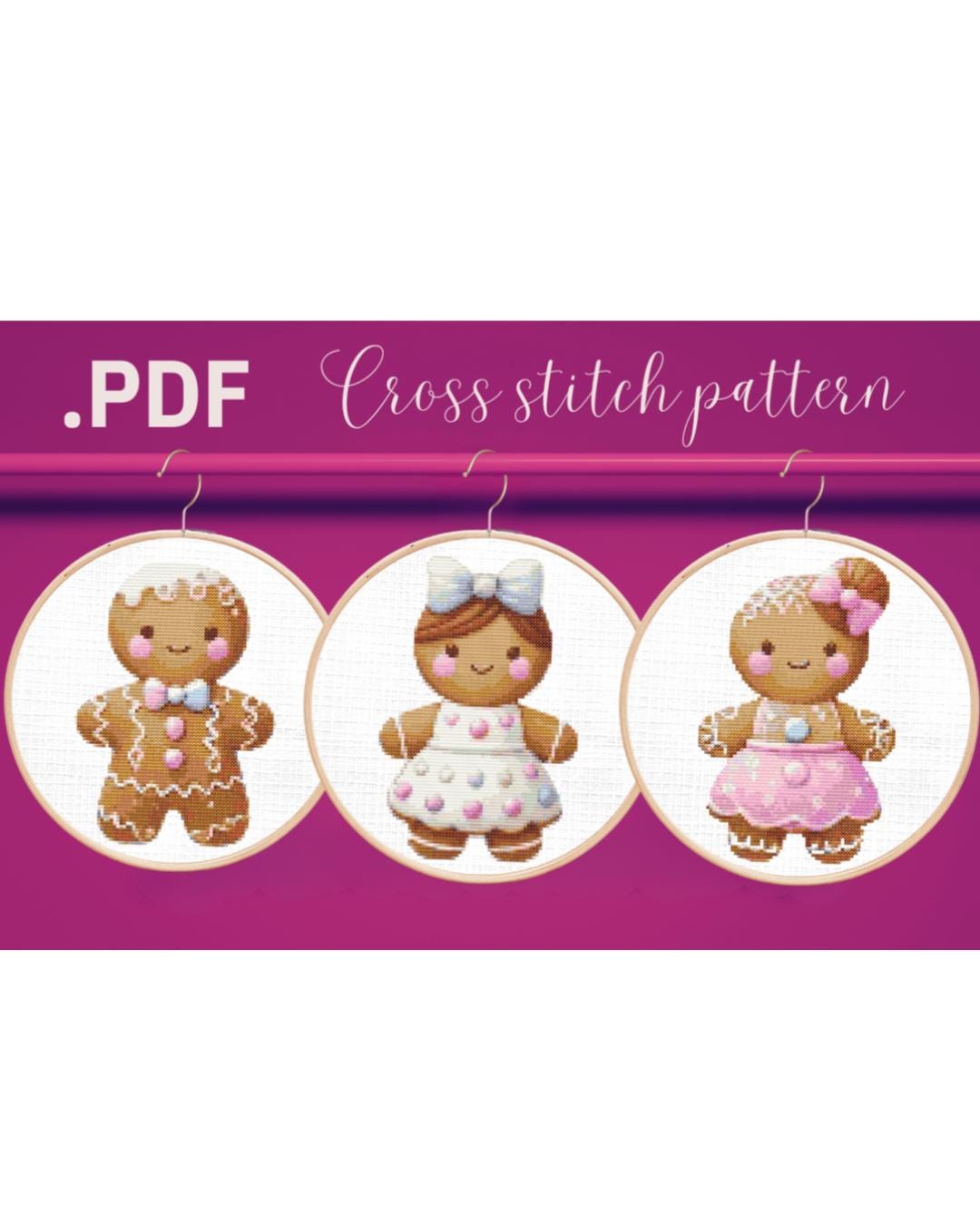 Christmas Gingerbread Cross Stitch Patterns PDF Holiday Cookie ...