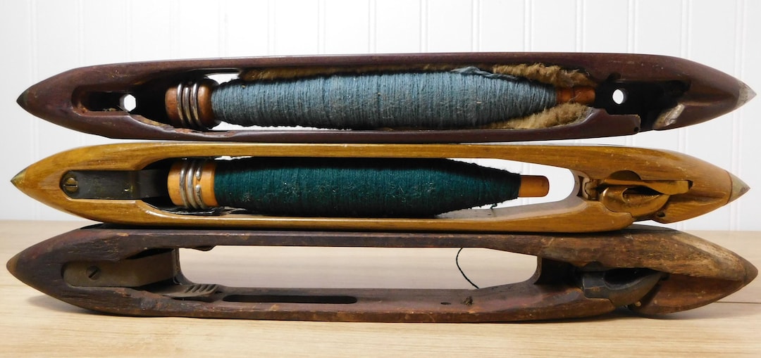 Set of 3 Wooden Loom Shuttles With Bobbins, Tension Pads, and Historic ...