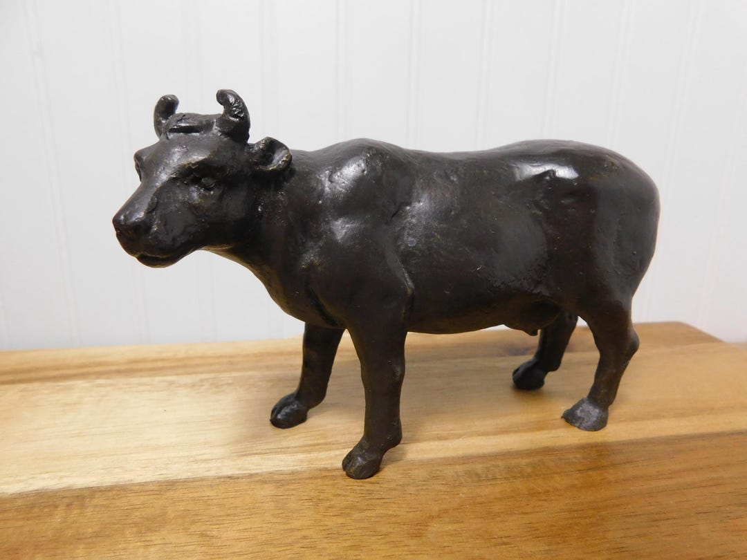 Vintage Cast Iron Cow Figurine Farmhouse Animal Sculpture - Etsy