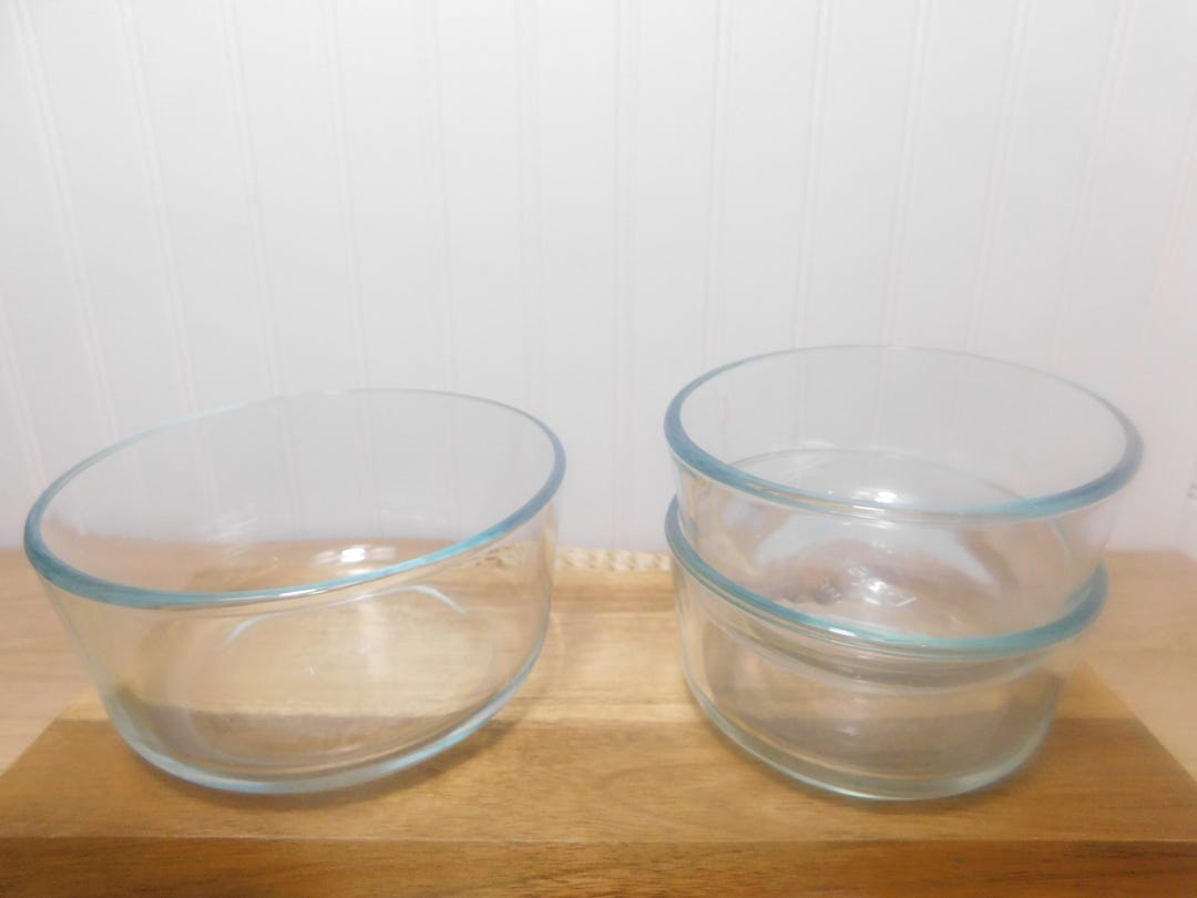 Vintage Pyrex Bowl Set Blue Tinted Glass - Etsy
