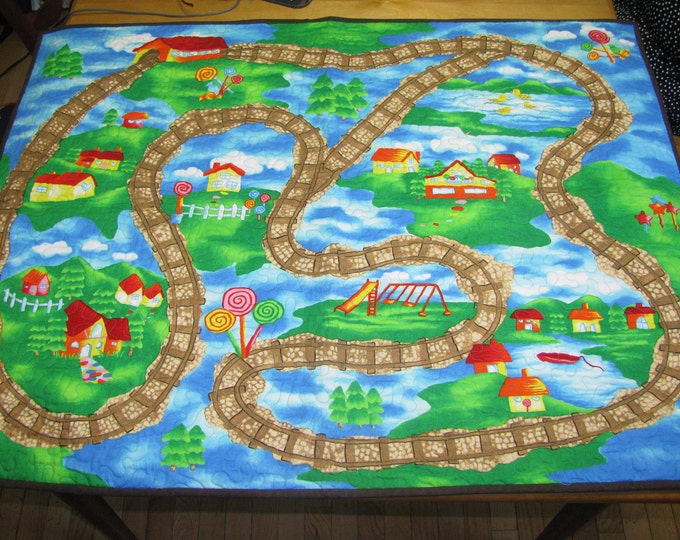 Quilted Train Play Mat lollipop Express - Etsy
