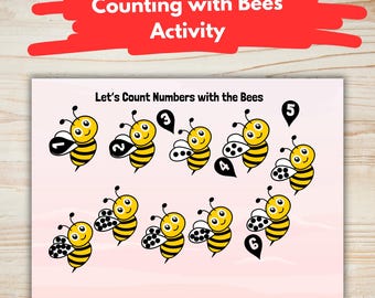 Counting With Bees Activity | Numbers Counting Worksheet for Kids ...