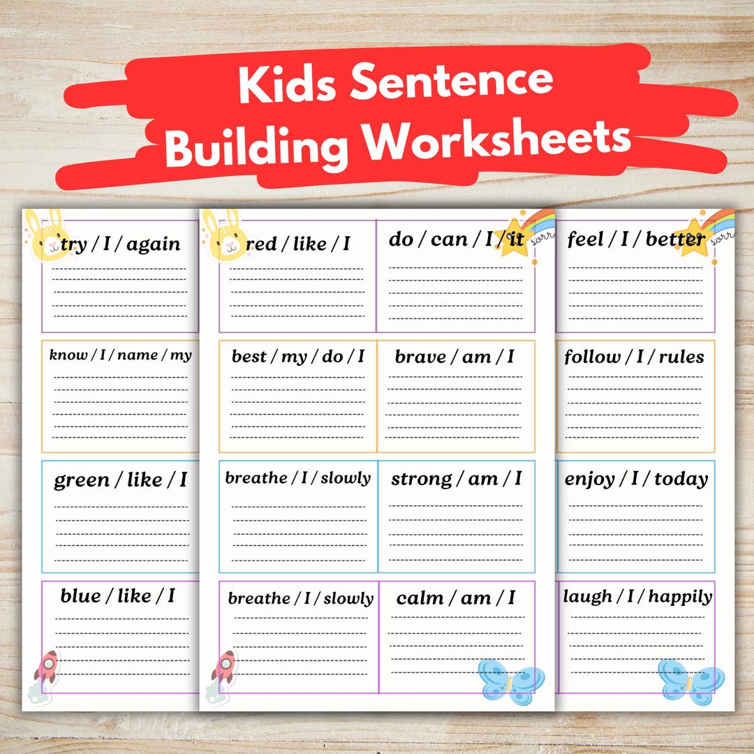 Kids Sentence Building Worksheets | English Word Order Practice ...