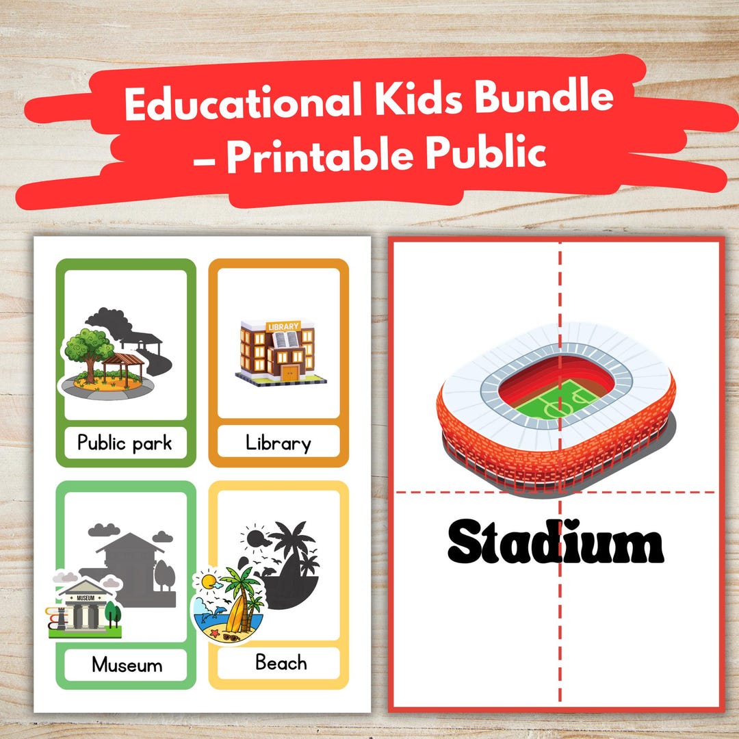 Educational Kids Bundle – Printable Public Places Cut-and-paste Cards ...
