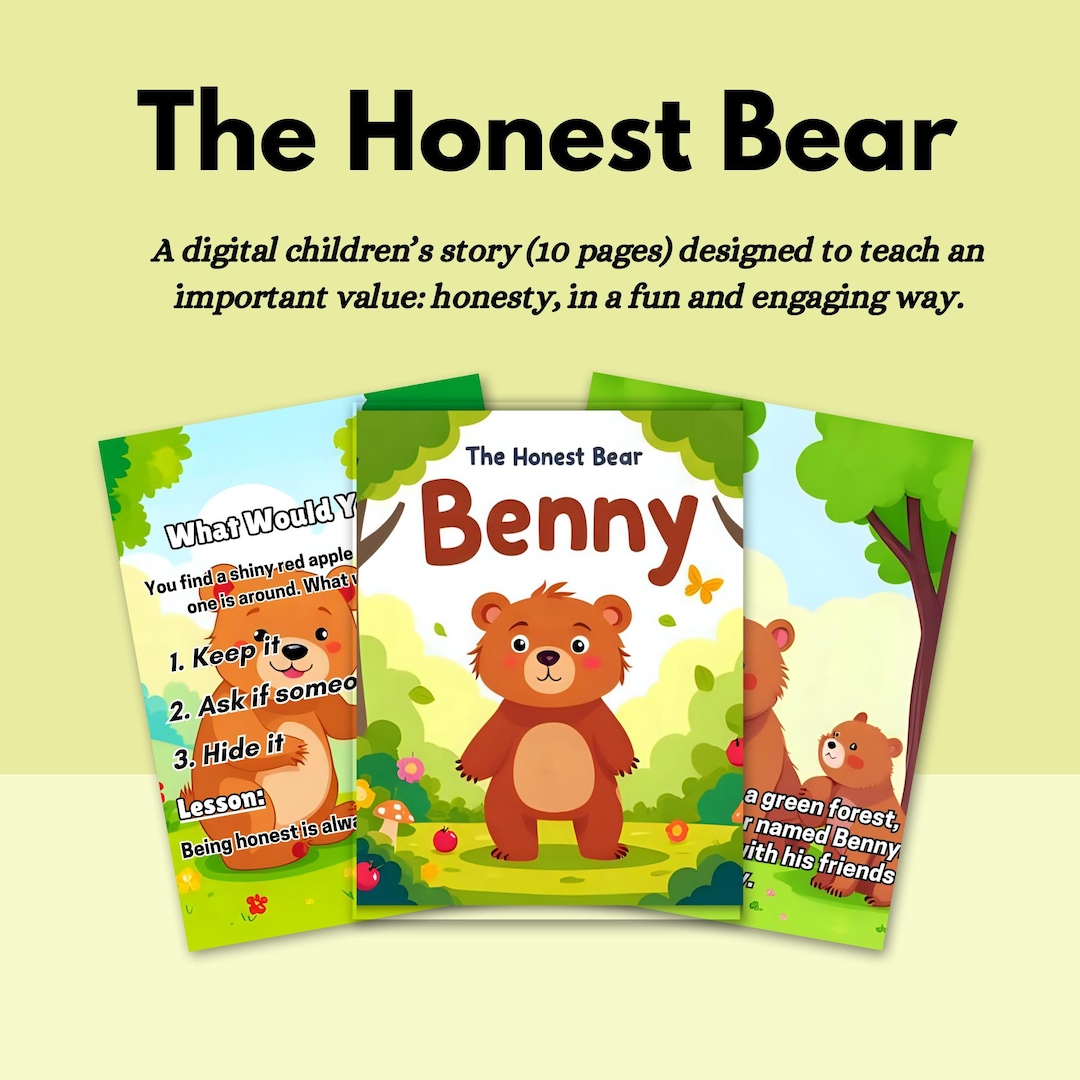 Printable Kids Storybook | the Honest Bear | Moral Story for Children ...