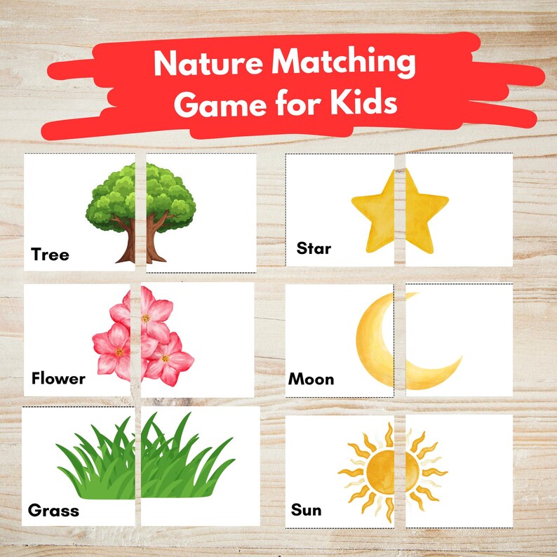 Nature Matching Game for Kids | Printable Montessori Activity | Learn ...