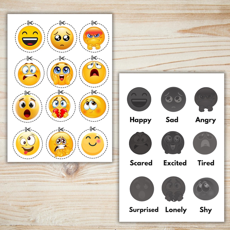 Kids Emotions Shadow Matching – Emoji Feelings Activity | Cut & Paste ...
