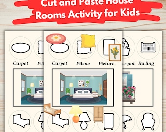 Cut and Paste House Rooms Activity for Kids | 10 Fun Printable Pages to ...