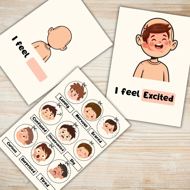Kids Emotions Cut & Paste Activity | Feelings Face Matching for ...