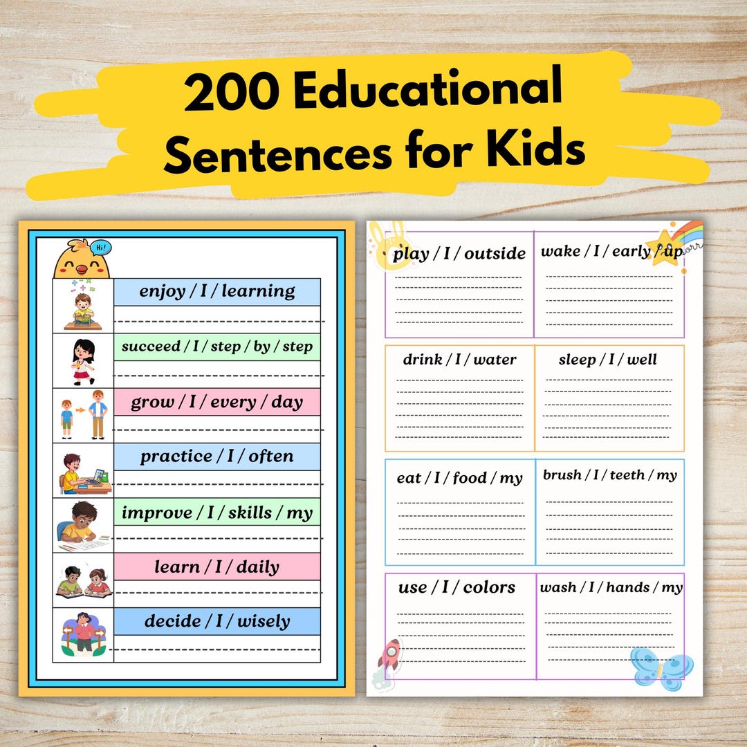 Kids Learning Bundle | Sentence Building & Word Order Worksheets ...