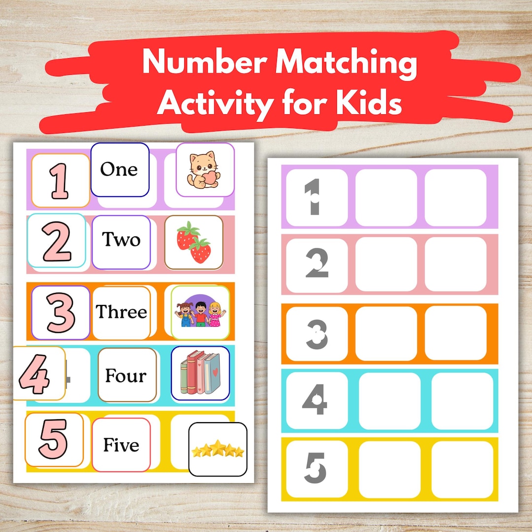 Number Matching Activity for Kids | Numbers 1–5 | Match Numbers, Words ...