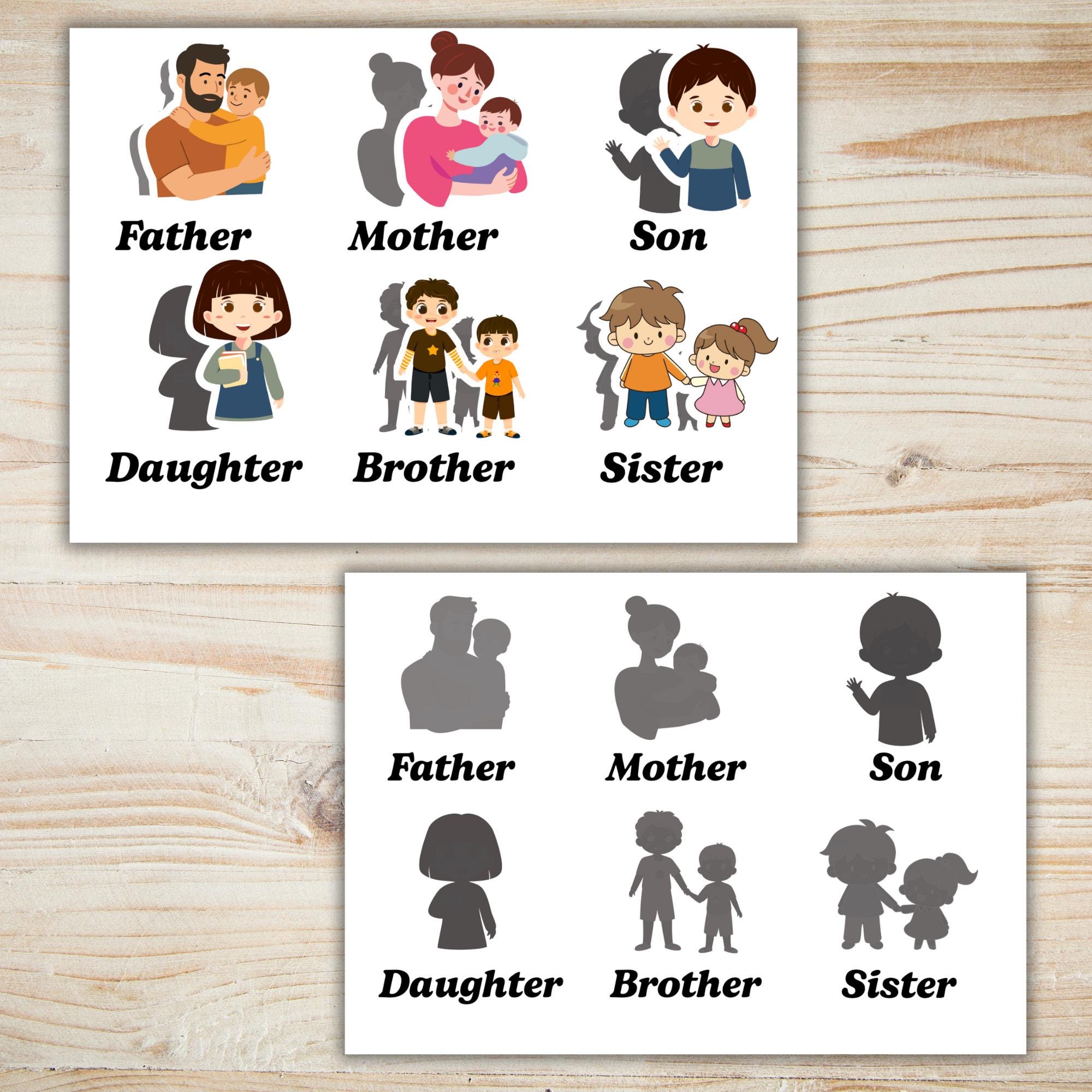 Family Members Matching Game | Printable Family Shadow Match Activity ...