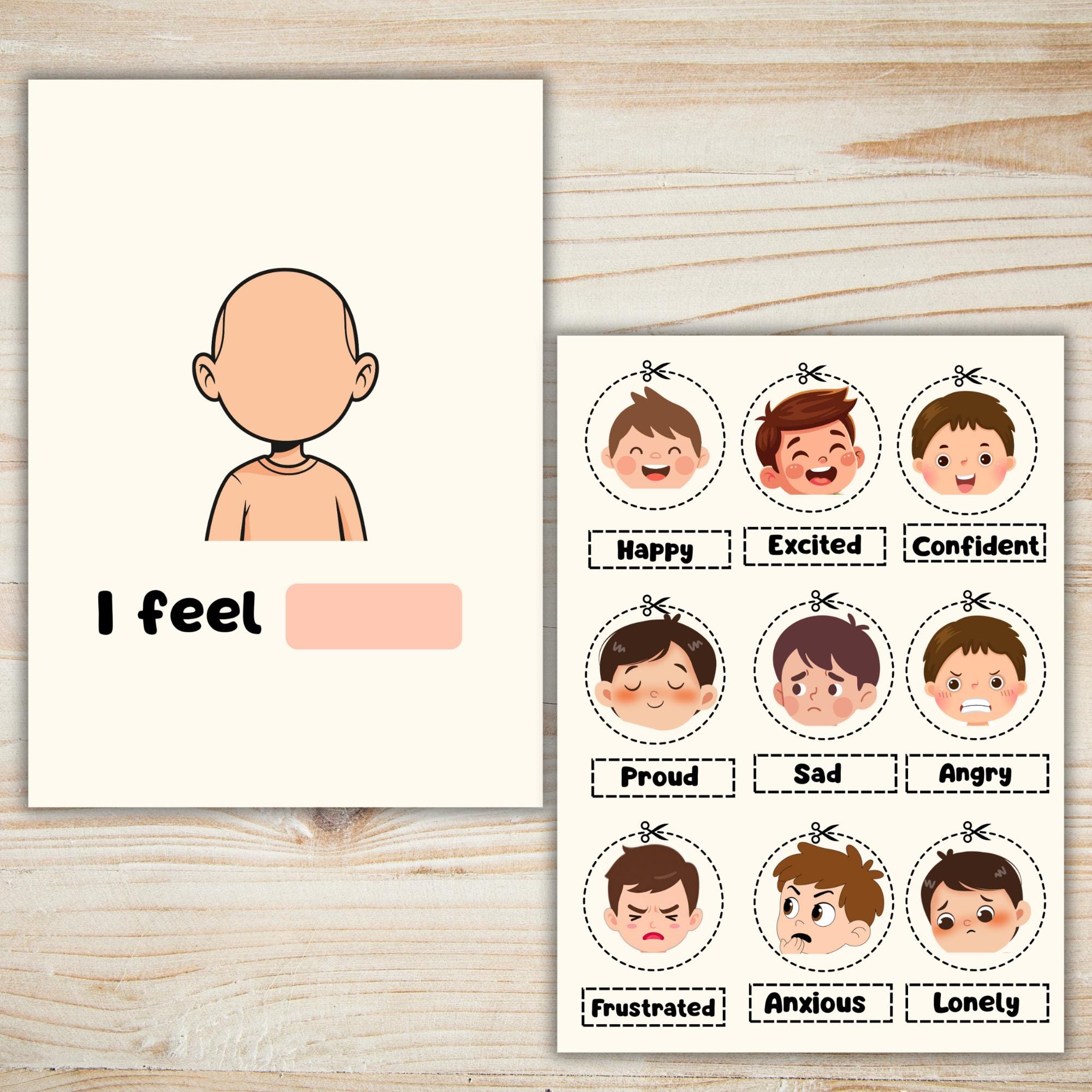 Kids Emotions Cut & Paste Activity | Feelings Face Matching for ...
