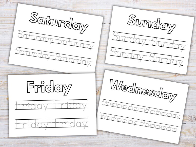 Days of the Week Learning Worksheets for Kids | Printable Preschool ...