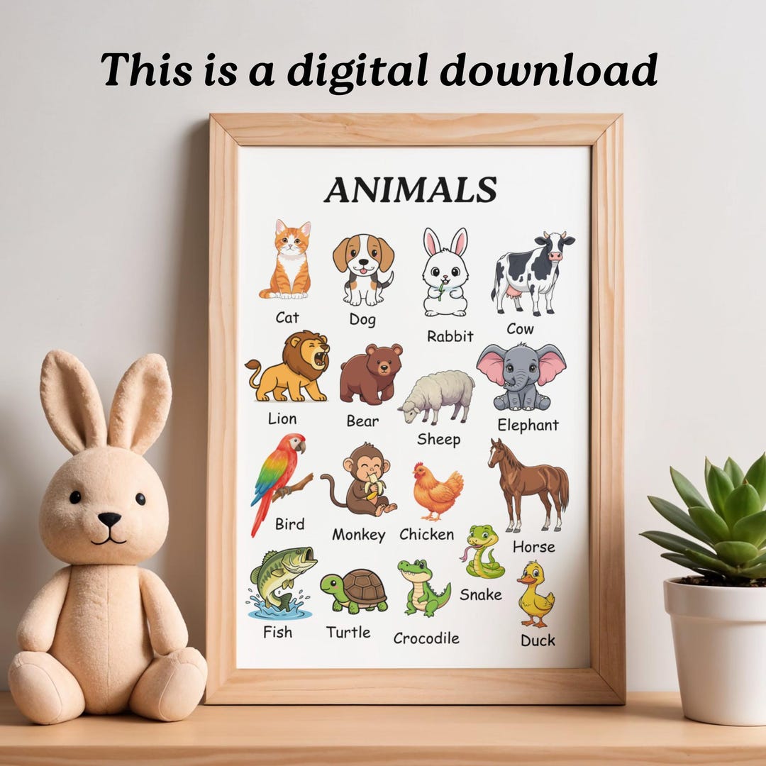 Animals Educational Poster for Kids | Digital Download Printable ...