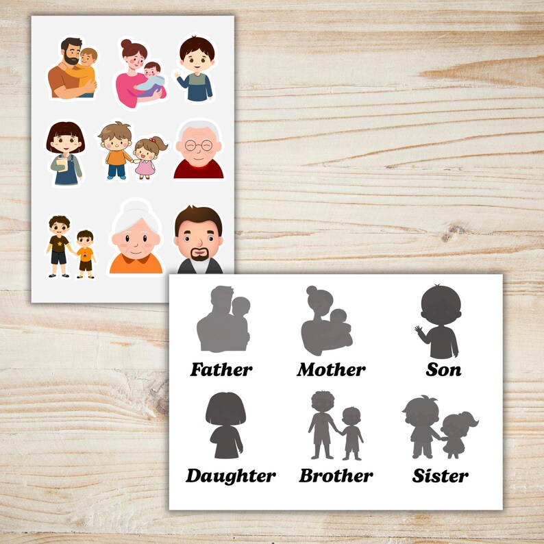 Family Members Matching Game | Printable Family Shadow Match Activity ...