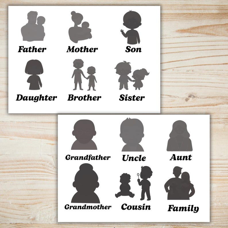 Family Members Matching Game | Printable Family Shadow Match Activity ...