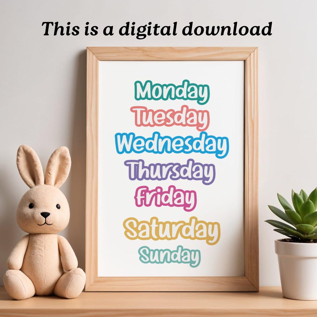 Learn the Days of the Week for Kids – Fun & Colorful Educational Poster ...
