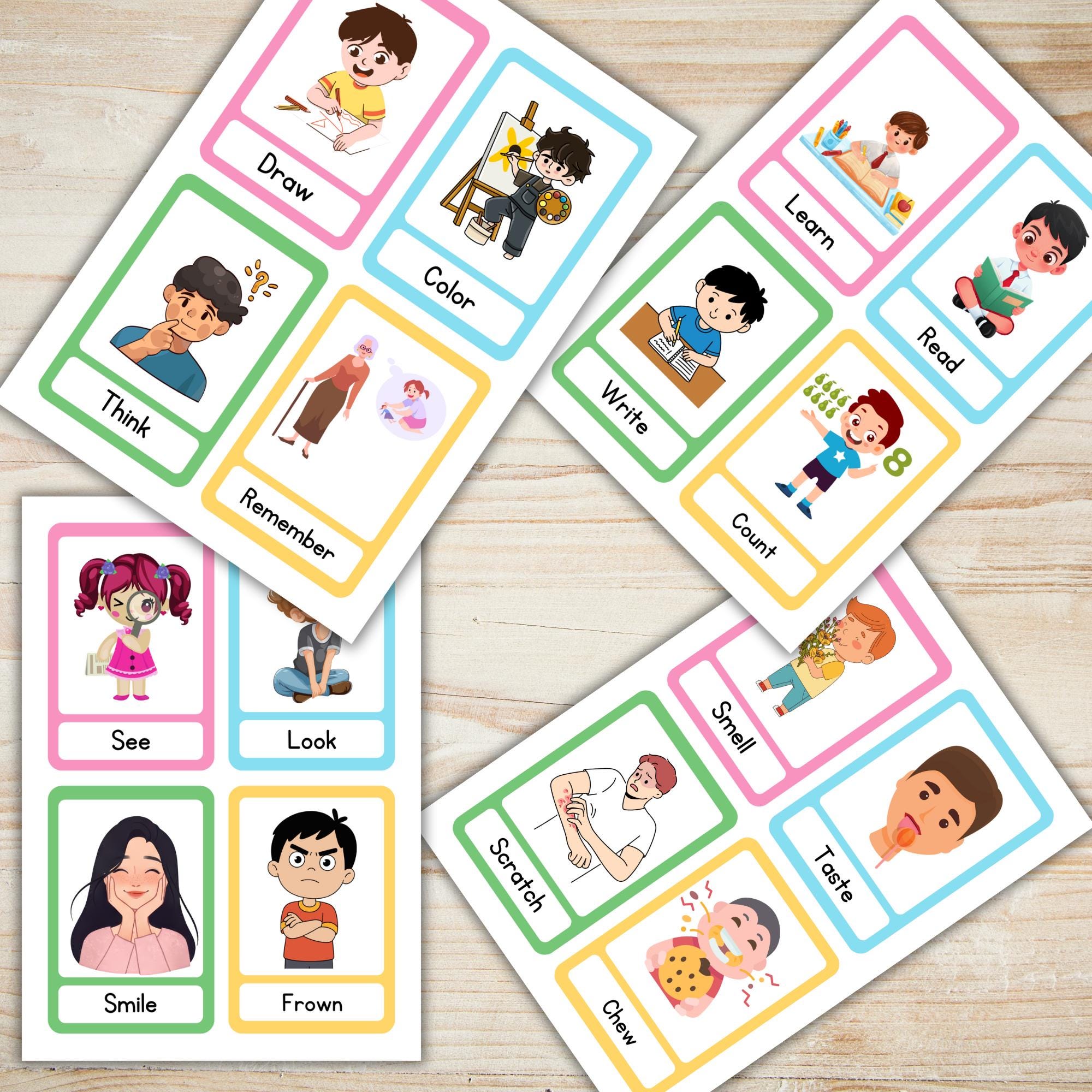 100 Action Verbs for Kids – Printable Flashcards & Worksheets | Fun ...