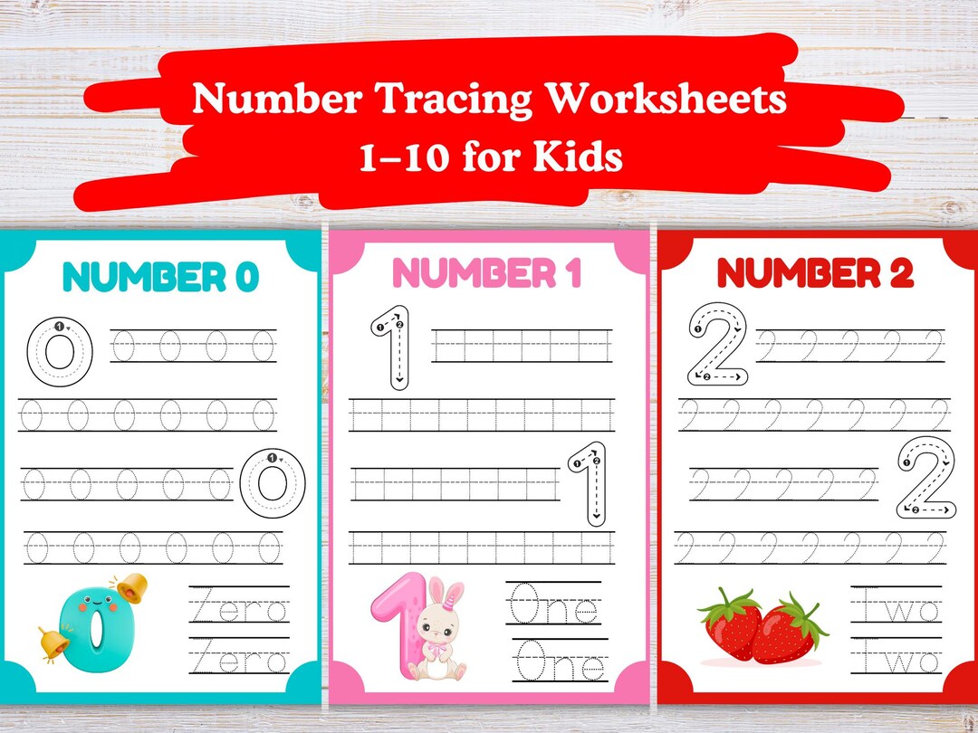 Pre-k & Preschool Number Tracing Worksheets0-10 Printable Learning ...