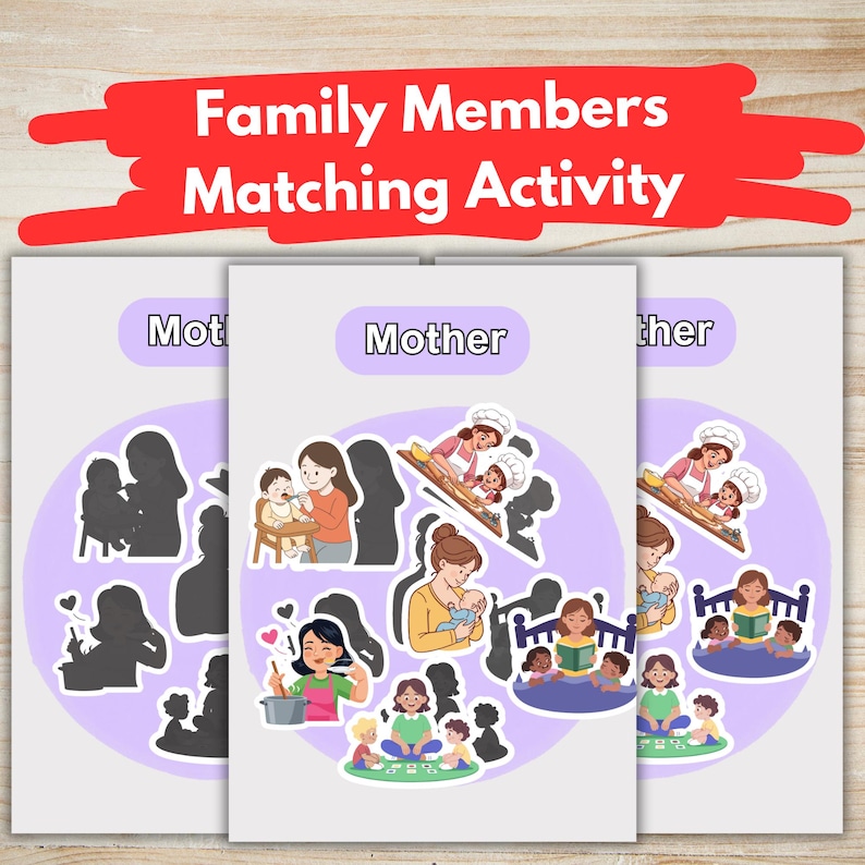Family Members Matching Activity | Printable Shadow Match Game | Mom ...