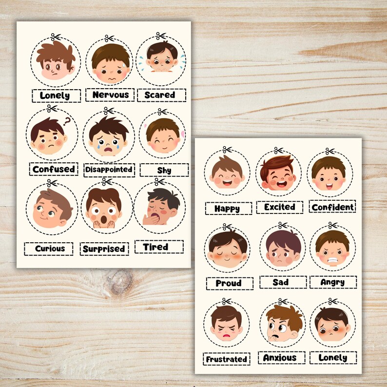 Kids Emotions Cut & Paste Activity | Feelings Face Matching for ...