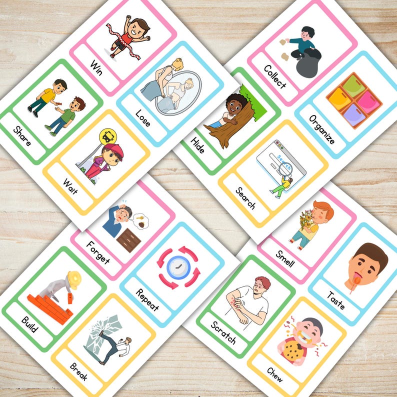 100 Action Verbs for Kids – Printable Flashcards & Worksheets | Fun ...