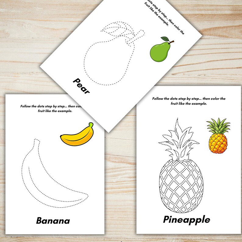 18 Fruit Dot-to-dot & Coloring Pages for Kids | Printable Tracing ...