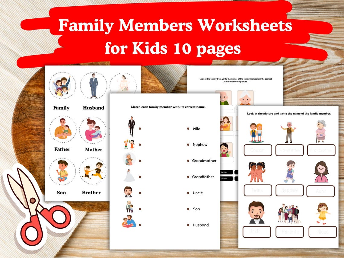Family Members Learning Bundle | 42 Printable Pages | Worksheets ...
