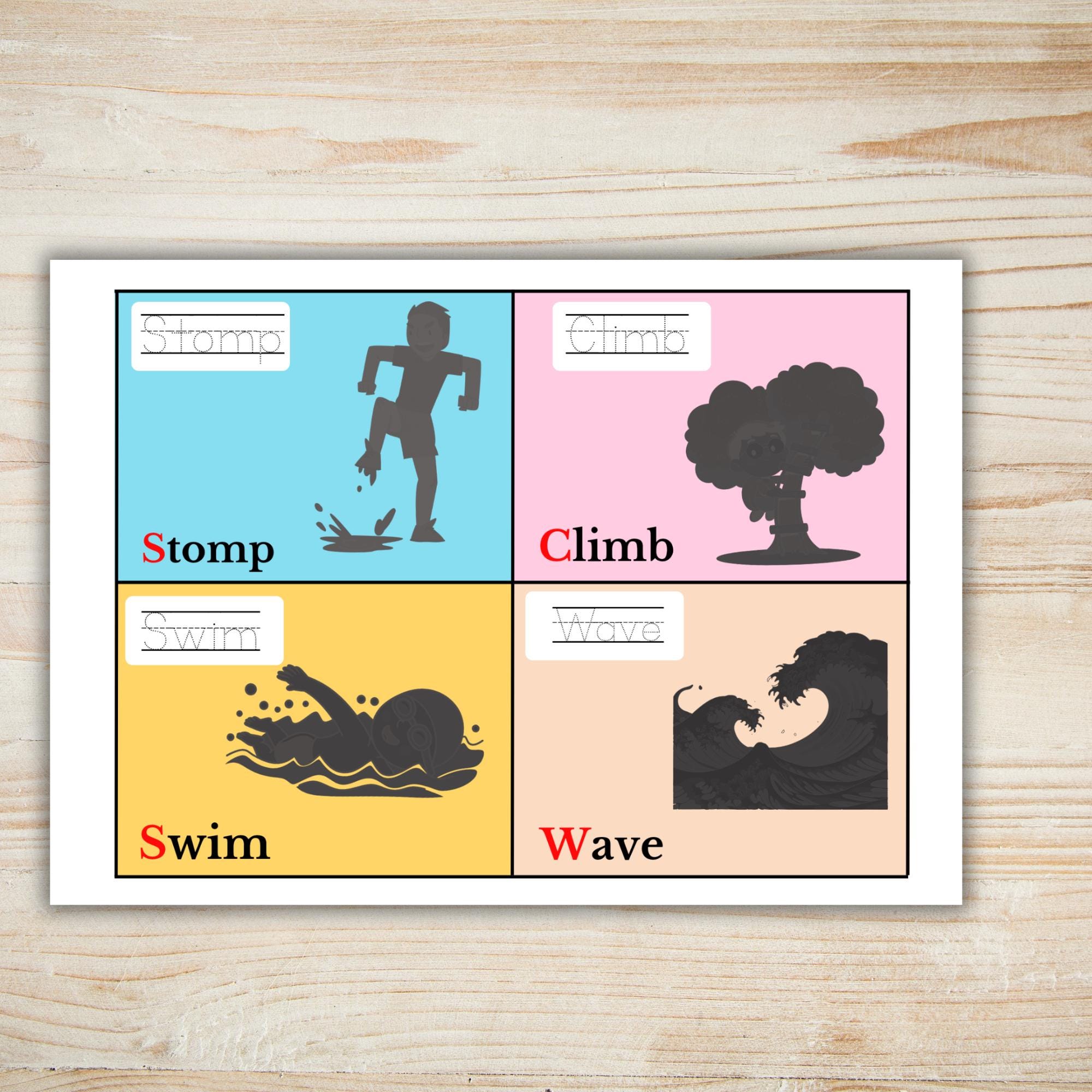 200 Action Verbs Bundle for Kids | Flashcards + Worksheets | Shadow ...