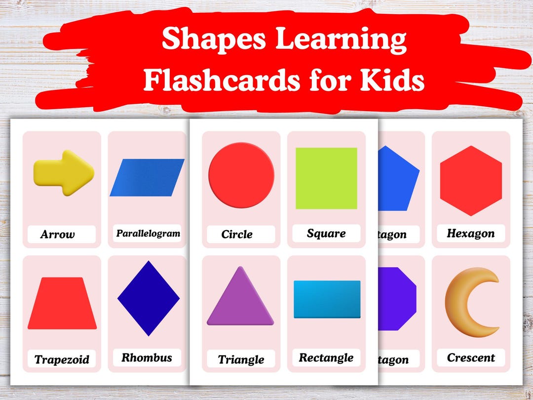 Shapes Learning Flashcards for Kids | Printable Geometry Cards | Learn ...