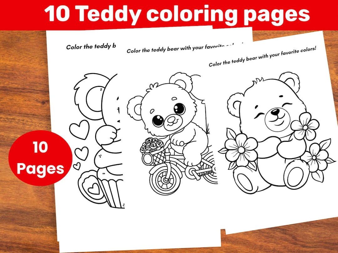 Adorable Teddy Bear Coloring Book – Cute Teddy Designs Coloring Pages ...
