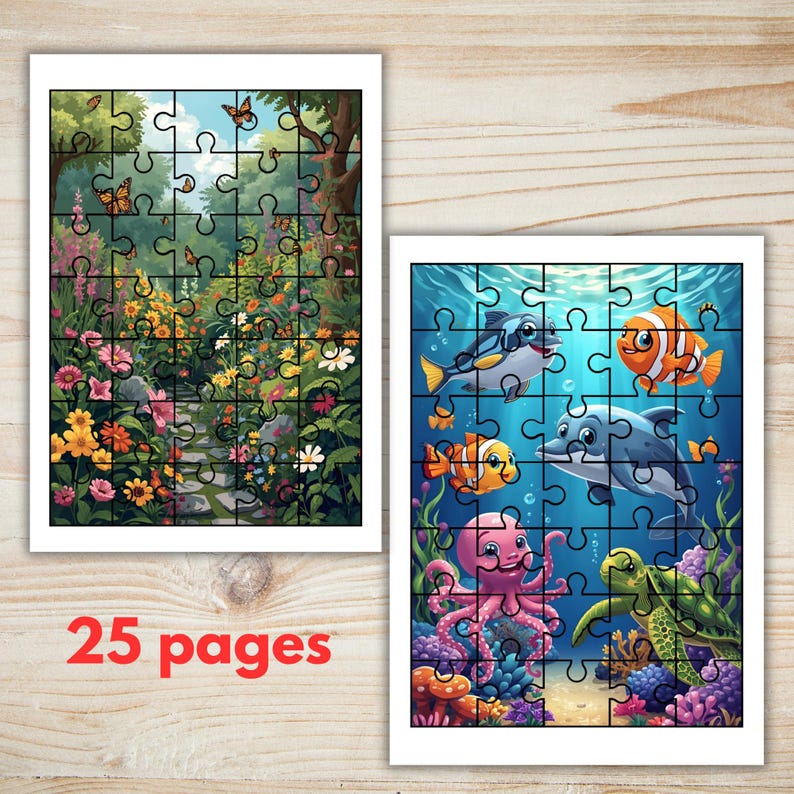 Printable Puzzle Game for Kids — 25 Colorful Pages | Cut & Arrange ...