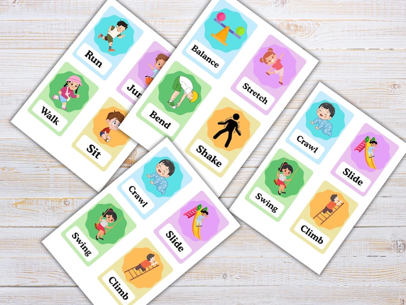 100 Action Verbs for Kids | Printable Flashcards & Worksheets ...