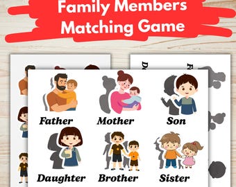 Family Members Matching Game | Printable Family Shadow Match Activity ...