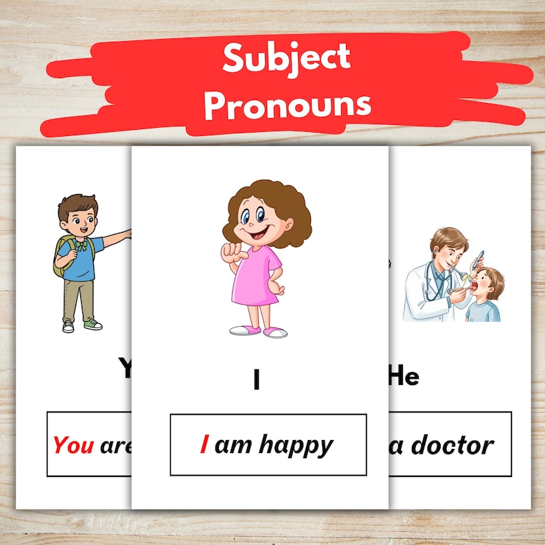 Learn English Pronouns With Pictures | Printable Pages for Kids Ages 2 ...