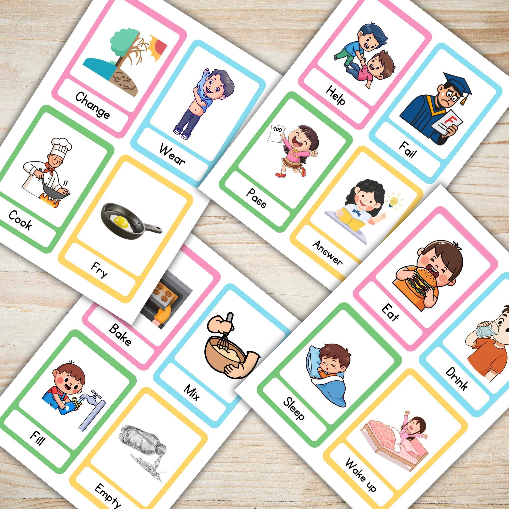 100 Action Verbs for Kids – Printable Flashcards & Worksheets | Fun ...