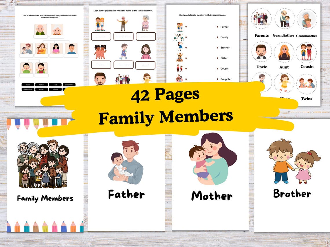 Family Members Learning Bundle | 42 Printable Pages | Worksheets ...