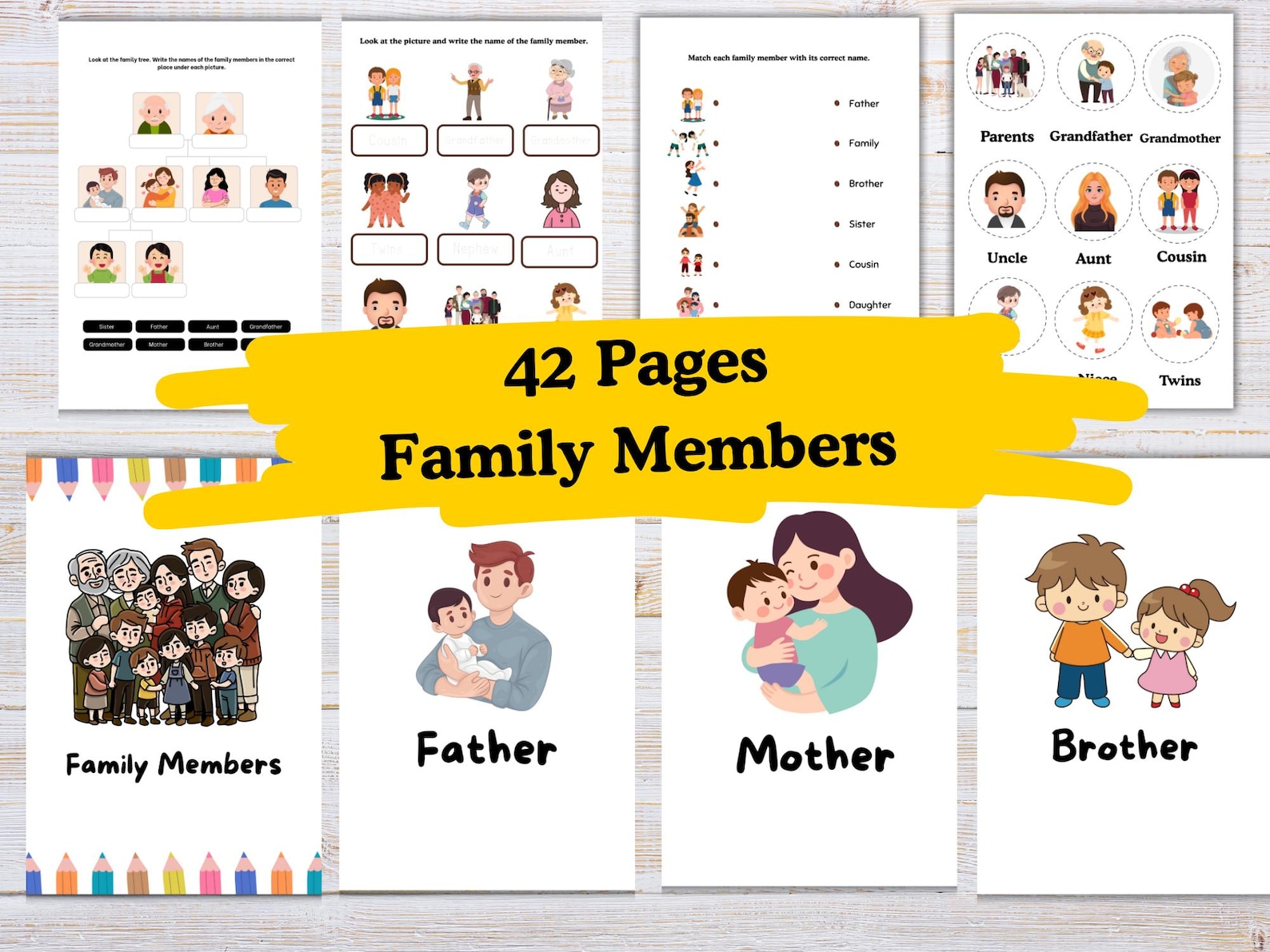 Family Members Learning Bundle | 42 Printable Pages | Worksheets ...