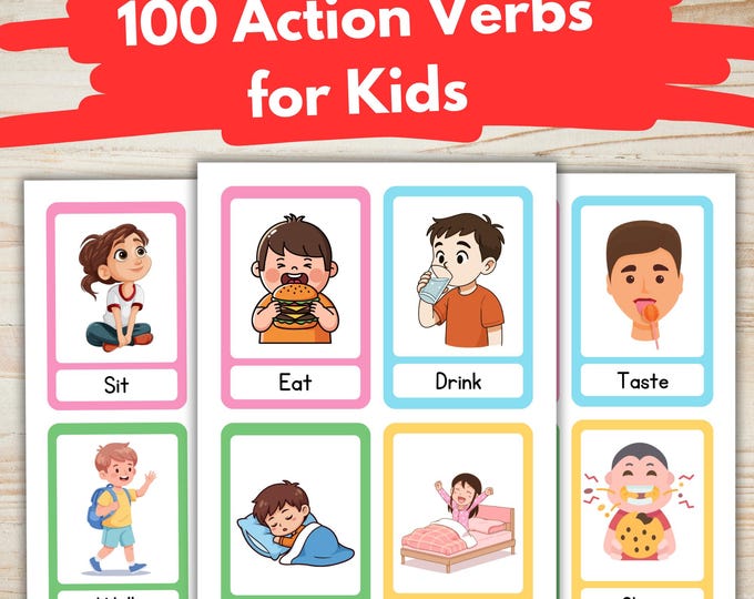 100 Action Verbs for Kids – Printable Flashcards & Worksheets | Fun ...