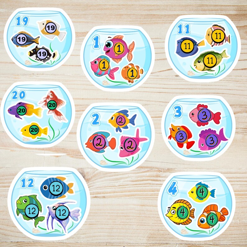 Fish Numbers Matching Game | Counting Activity for Kids | Printable ...