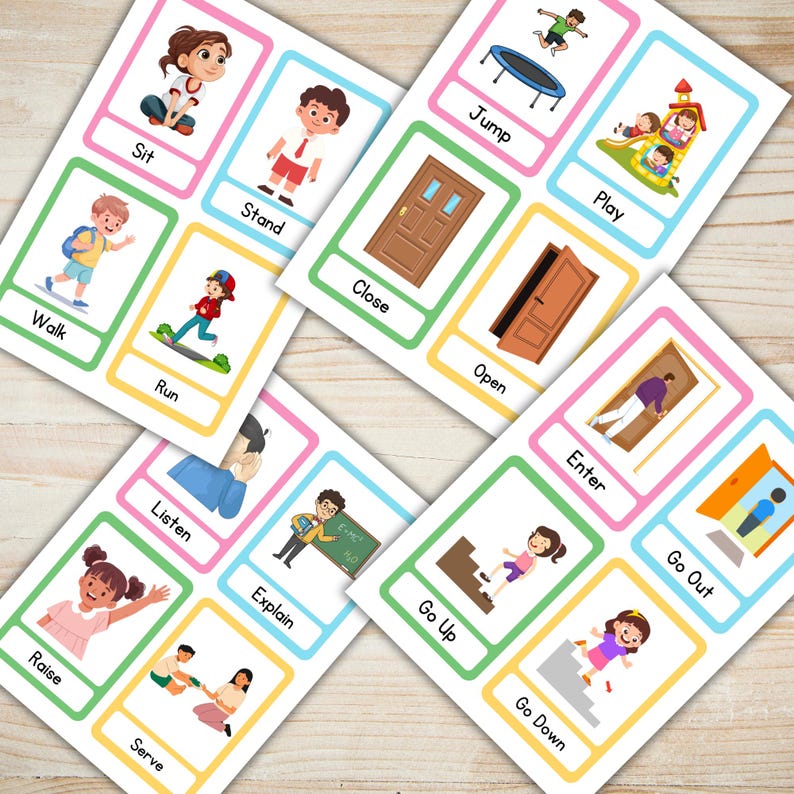 100 Action Verbs for Kids – Printable Flashcards & Worksheets | Fun ...