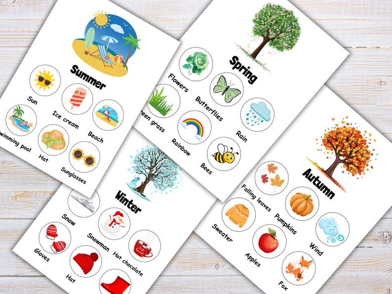Four Seasons Printable Worksheet for Kids | Learn Seasons Activity ...