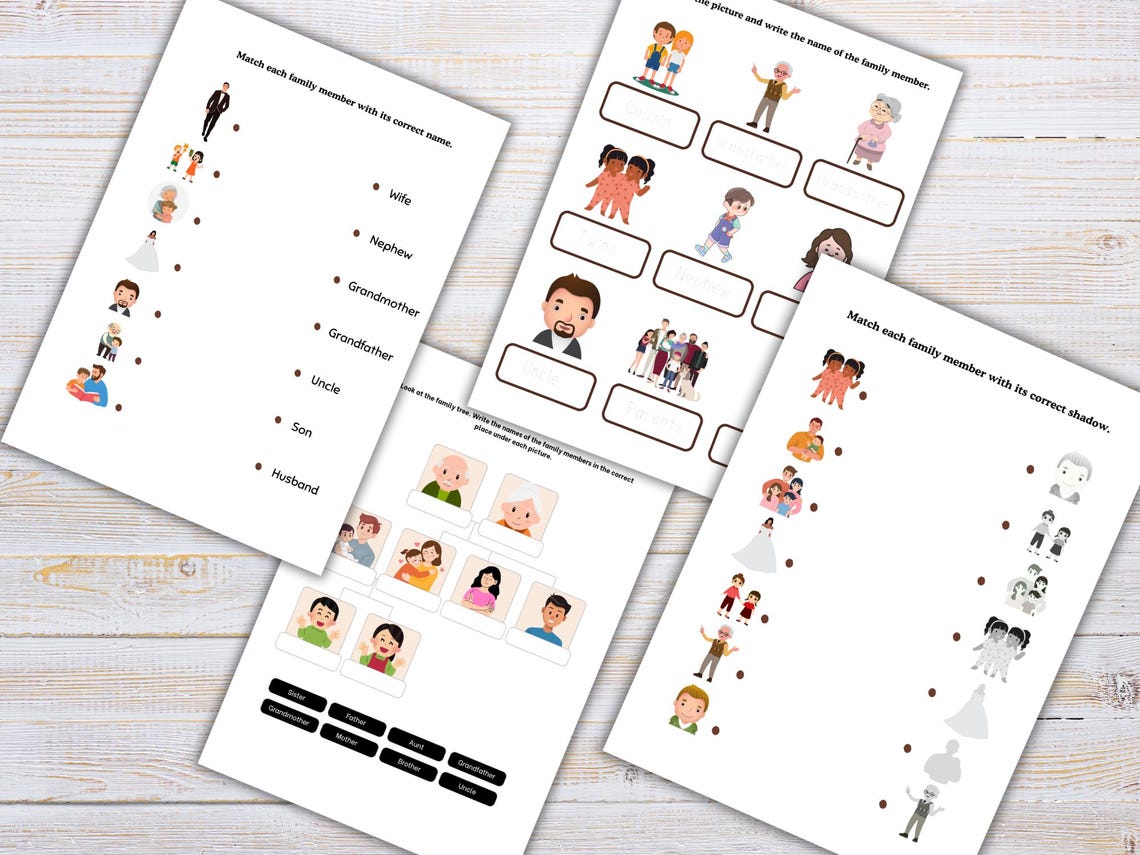 Family Members Learning Bundle | 42 Printable Pages | Worksheets ...