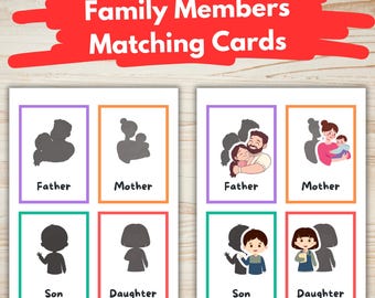 Family Members Matching Game | Printable Family Shadow Match Activity ...