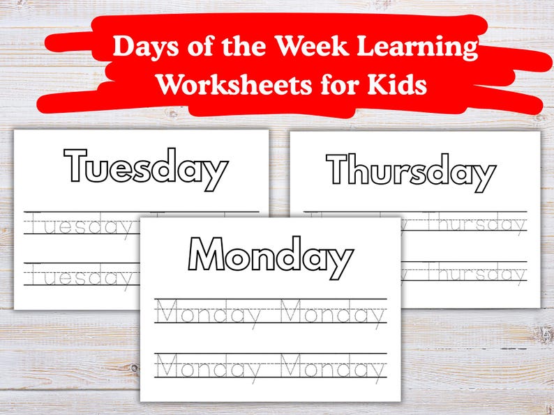 Days of the Week Learning Worksheets for Kids | Printable Preschool ...